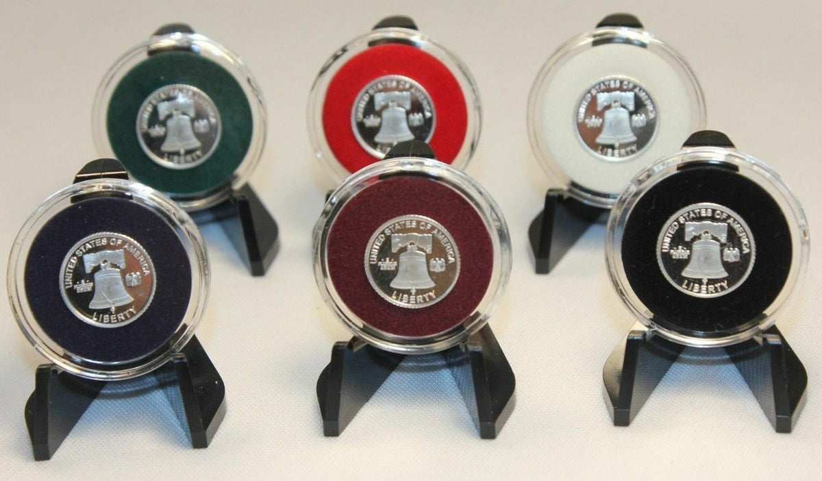 TCD White Coin Holder Capsule 1 Gram Silver Gold Bar Case & Black Disp ...