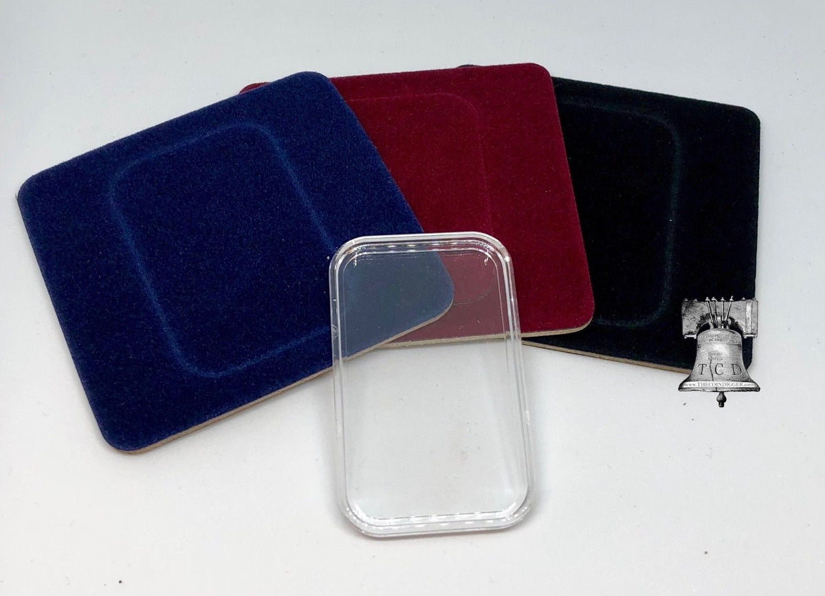 Air-tite Coin Holder Black Velvet Display Card Insert + Silver Gold Ba ...